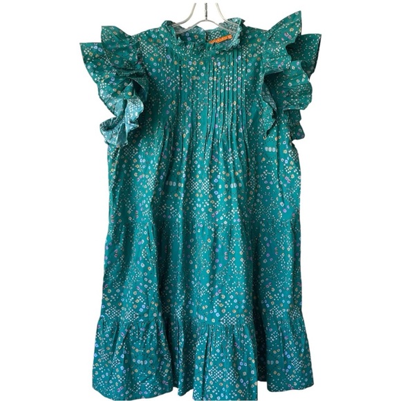 Oliphant | Dresses | Oliphant Pintuck Ruffle Mini Dress In Green ...